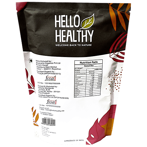 Buy Hello Healthy Organic Basmati Rice - With Long Grain, Gluten Free ...