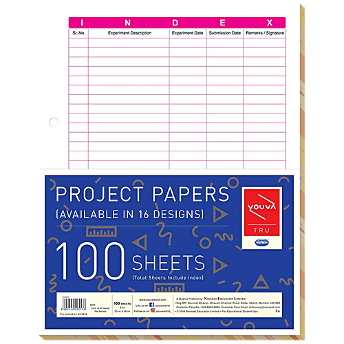 Buy Navneet Youva Loose Project Paper - Single Line, 220 mm x 280 mm ...