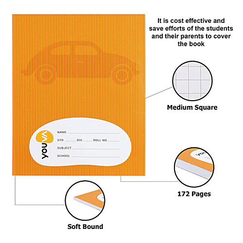 Buy Navneet Youva Notebook - Medium Square, Brown, 180 mm x 240 mm ...