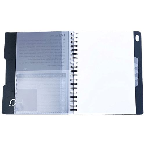 Buy Navneet HQ Wiro Bound Notebook - Ruled, Single Line, Black, B5, 160 ...