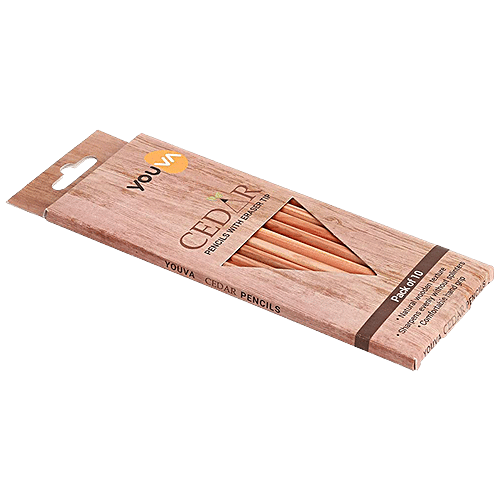 Buy Navneet Youva Cedar Pencils - With Eraser Tip, Natural Wooden ...