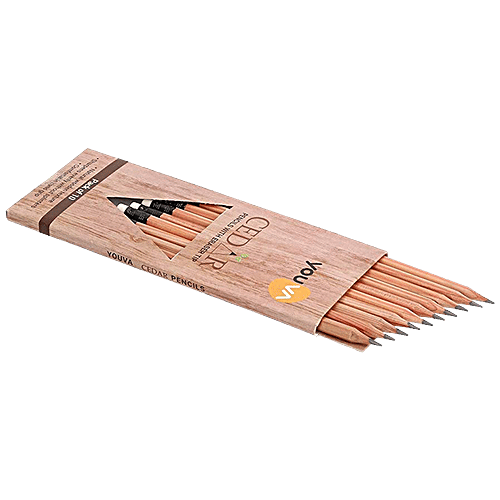 Buy Navneet Youva Cedar Pencils - With Eraser Tip, Natural Wooden ...