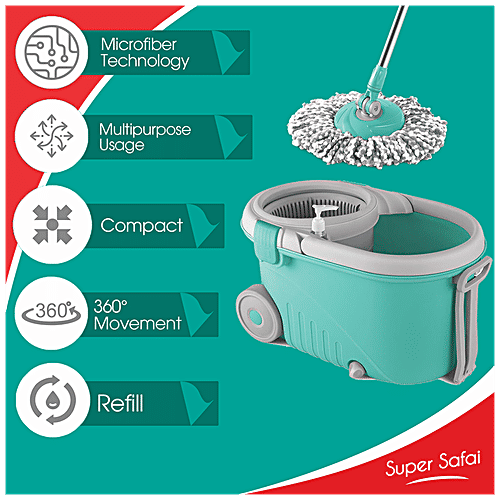 Buy Milton - Spotzero Elegant Spin Mop With Two Refills - Big Wheels ...