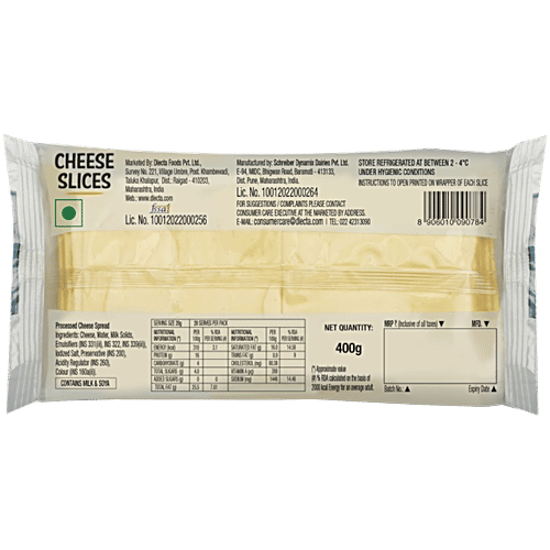 Buy D'Lecta Processed Cheese Slices - Made From Cow Milk, Easy To Use ...