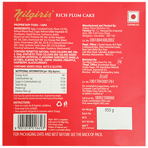 Buy NILGIRIS Rich Plum Cake - Soft & Fluffy Online at Best Price of Rs ...