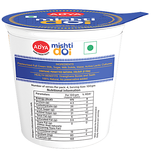 Buy Adya Mishti Doi - From Pasteurised Standard Milk Online at Best ...