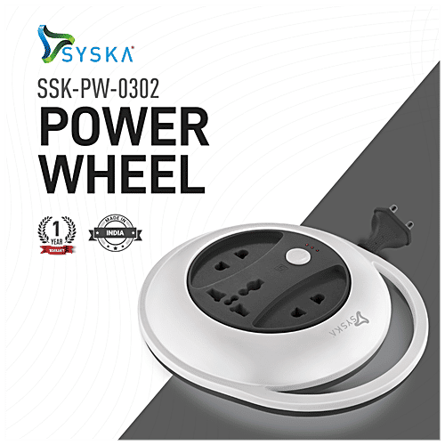Buy Syska Power Wheel - 3 Socket Extension Board, Long Wire, White-Grey ...