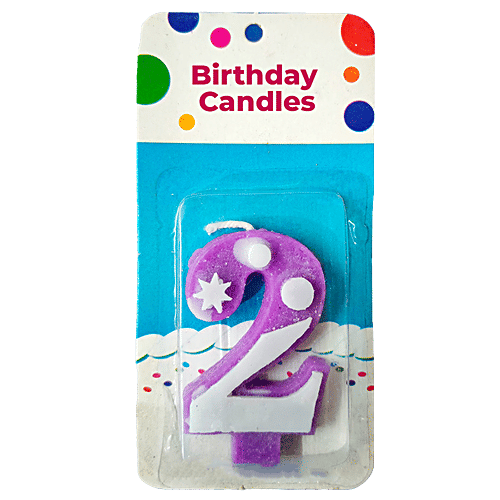 Buy Creative Space Birthday Cake Candle - Number 2, Multicolour Online ...