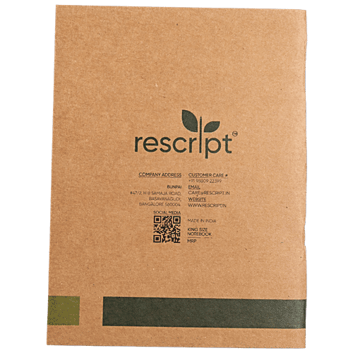 Buy Rescript Recycled King Size Notebook - 160 Pages, Unruled, 70 GSM ...
