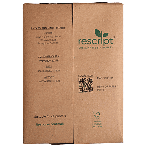 Buy Rescript Recycled A4 Size Copier Paper - 75 GSM, 500 Sheets Online at Best Price of Rs 359 ...