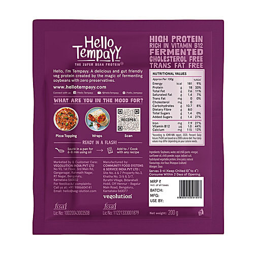 Buy Hello Tempayy Spicy Peri Peri Soyabean Tempeh Cubes - Rich In ...