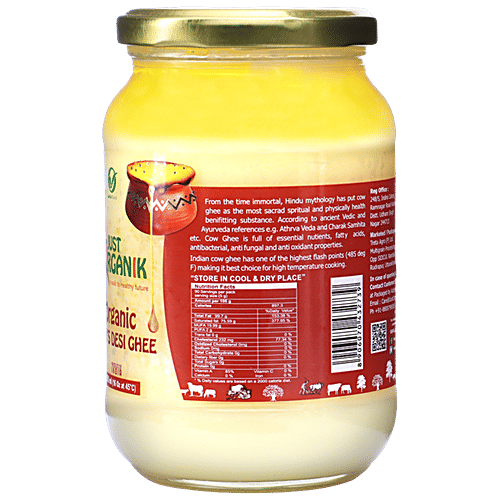 Buy Just Organik Organic Cow Desi Ghee - 100% Natural, Smooth Texture ...