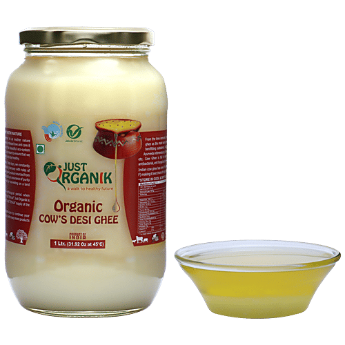 Buy Just Organik Organic Cow Desi Ghee - 100% Natural, Smooth Texture ...