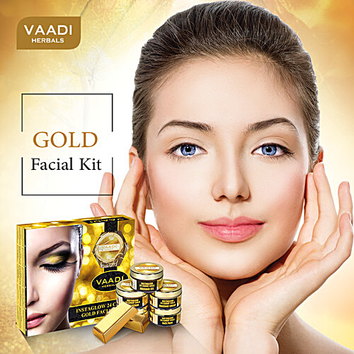 Buy Vaadi Instaglow 24 Carat Gold Facial Kit - Removes Blemishes. Dark ...