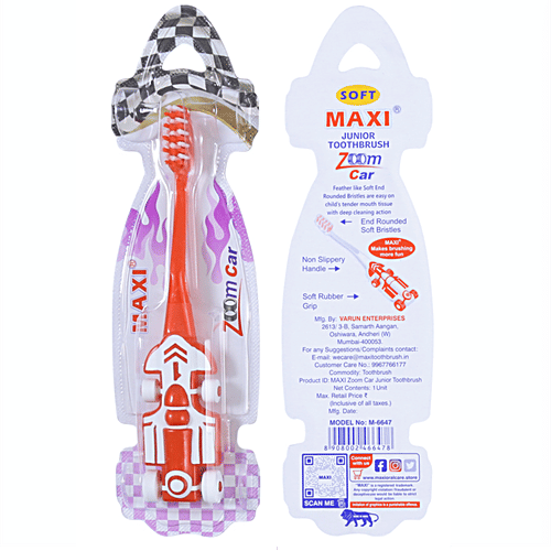 Buy MAXI Zoom Car Junior Toothbrush - Soft Bristles, Comfortable Grip ...