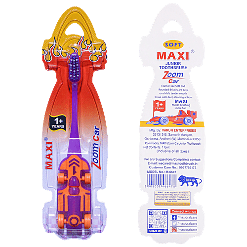 Buy MAXI Zoom Car Junior Toothbrush - Soft Bristles, Comfortable Grip ...