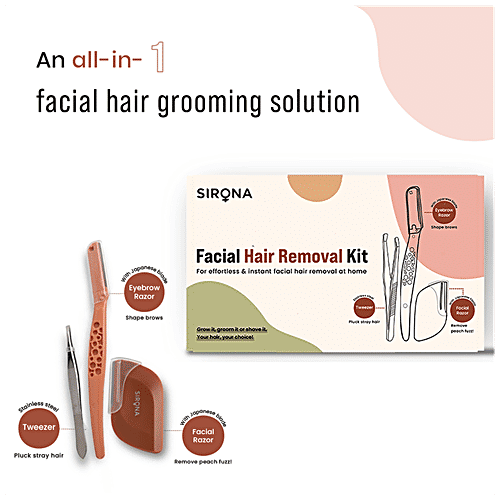 Buy Sirona Reusable Facial Hair Removal Kit - Tweezer, Eyebrow Razor ...