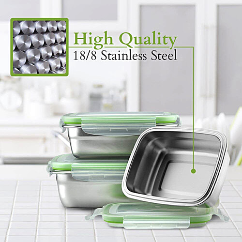 Buy Femora Steel Lunch Box/Container With Lock Lid - Rectangular ...