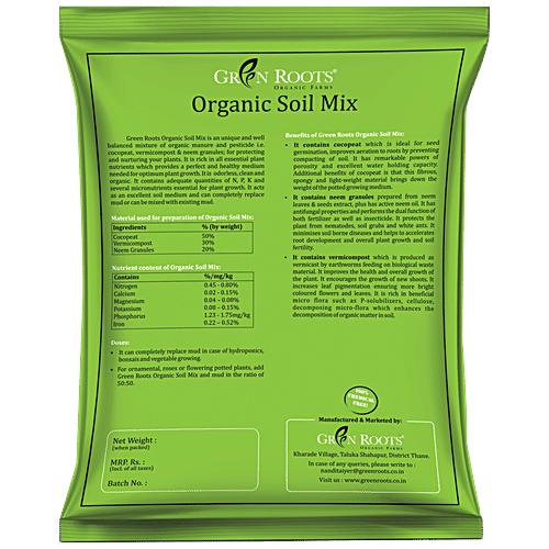 Buy Green Roots Organic Soil Mix - With Cocopeat, Vermicompost & Neem ...