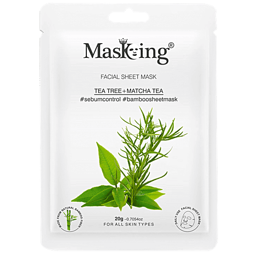 Buy MasKing Bamboo Sheet Facial Mask - Tea Tree & Matcha, Oil Control ...