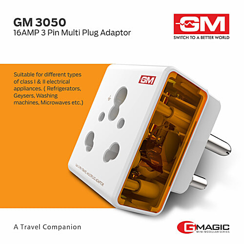 Buy GM 3 Pin Multi-Plug Adaptor - Polycarbonate, 3050, 16 AMP Online at ...