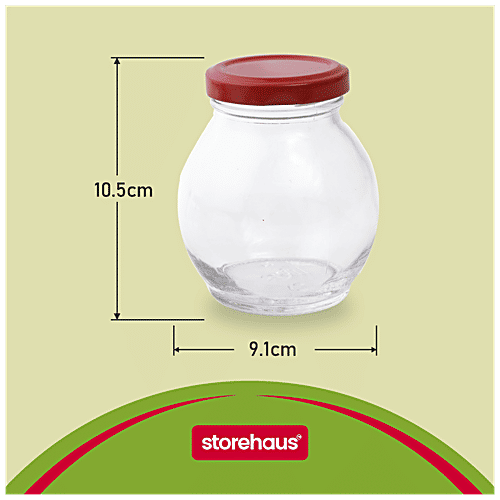 Buy STOREHAUS Matka Storage Jar - Clear Glass, Red Lid, Transparent ...