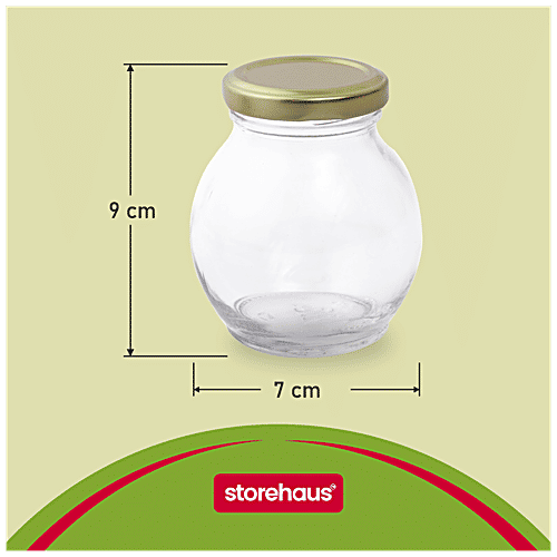 Buy STOREHAUS Matka Storage Jar - Clear Glass, Golden Lid, Transparent ...