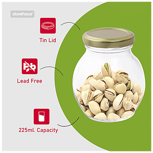 Buy STOREHAUS Matka Storage Jar - Clear Glass, Golden Lid, Transparent ...