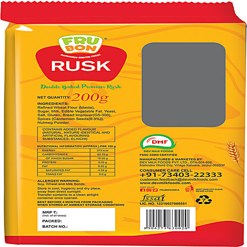 Buy FruBon Double Baked Crunchy Rusk - Premium Quality Toast, Teatime ...