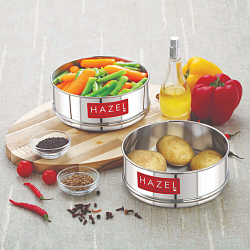 Buy Hazel Stainless Steel Cooker Dabba Set - Flat, Perfect For 3 L ...
