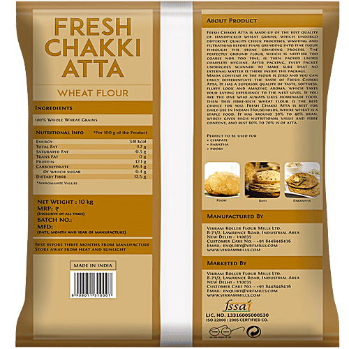Buy VIKRAM MILLS Fresh Chakki Atta - For Soft & Nutritious Roti Online ...