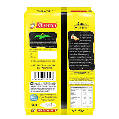 Buy MARIO Rusk - Oven Fresh, No Transfat, Crunchy Teatime Snack Online ...