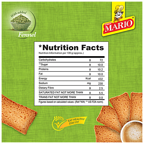Buy MARIO Diet Rusk - Oven Fresh, No Transfat, Crunchy Teatime Snack ...