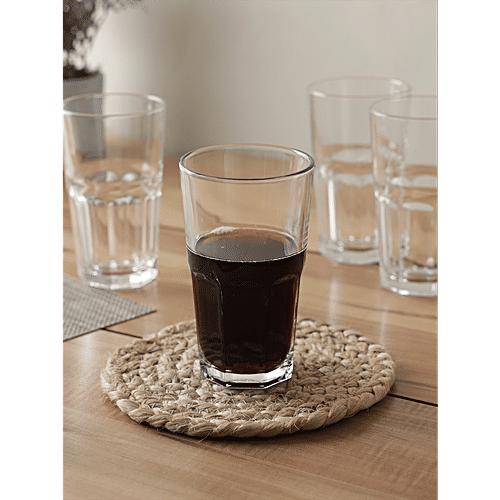 Buy Union Glass Tumbler Set - Clear Finish, Transparent Serving Glasses ...