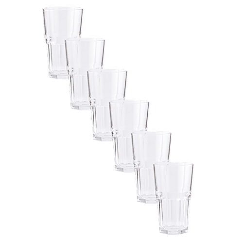 Buy Union Glass Tumbler Set - Clear Finish, Transparent Serving Glasses ...