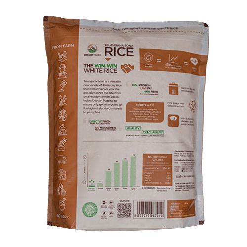 Buy Deccan Mudra Telangana Sona Rice - Rich In Nutrients, Low GI, Helps ...
