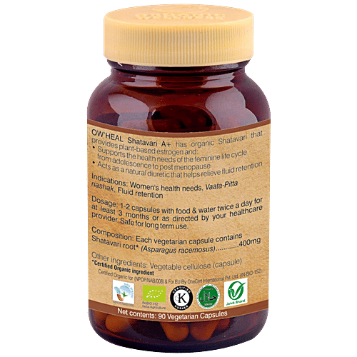 Buy Organic Wellness Ow' Heal Shatavari A+ Capsules - Herbal Extract ...
