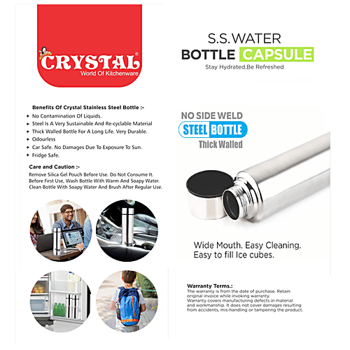 Buy Crystal Crystal SS Capsule Water Bottle Online at Best Price of Rs ...