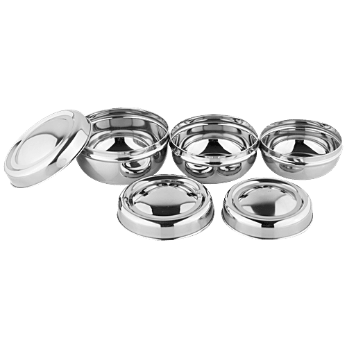 Buy Omega Stainless Steel Dabba Set With Lid - Aster, Durable, High ...