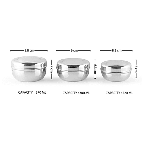 Buy Omega Stainless Steel Dabba Set With Lid - Aster, Durable, High ...