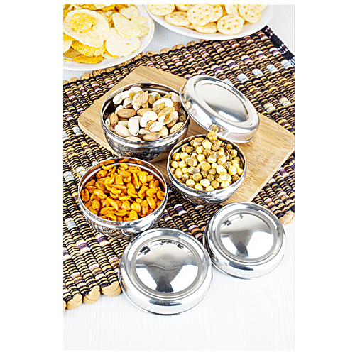 Buy Omega Stainless Steel Dabba Set With Lid - Aster, Durable, High ...