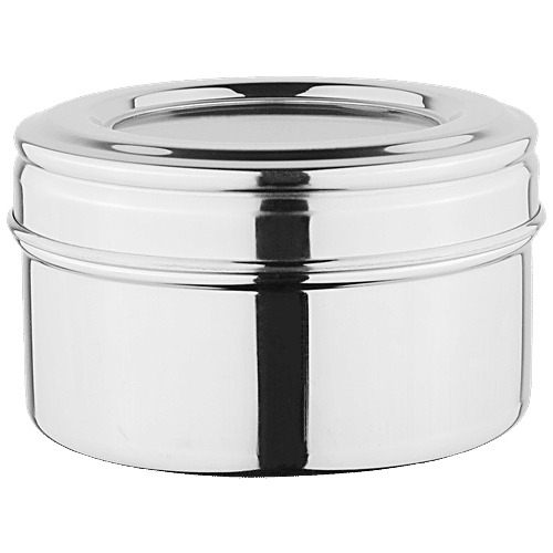 Buy Omega Stainless Steel Dabba Set - Plain, With Transparent glass Lid ...