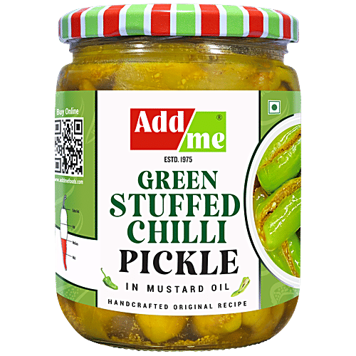Buy Add Me Green Stuffed Chilli Pickle In Mustard Oil Online at Best ...