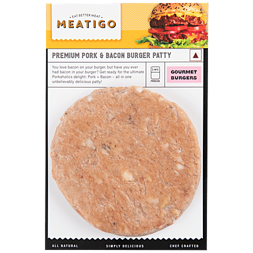 Buy Meatigo Premium Pork & Bacon Burger Patty - Juicy & Soft Online at ...