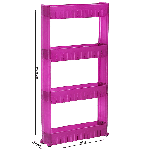 Buy Floraware 4 Layer Storage Organizer Plastic Rack/Shelf With Wheels ...