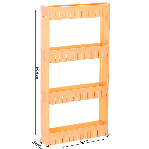Buy Floraware 4 Layer Storage Organizer Plastic Rack/Shelf With Wheels ...