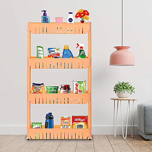 Buy Floraware 4 Layer Storage Organizer Plastic Rack/Shelf With Wheels ...