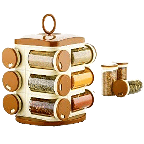 Buy Floraware Plastic Revolving Spice Jar - Durable, Light Brown Online ...