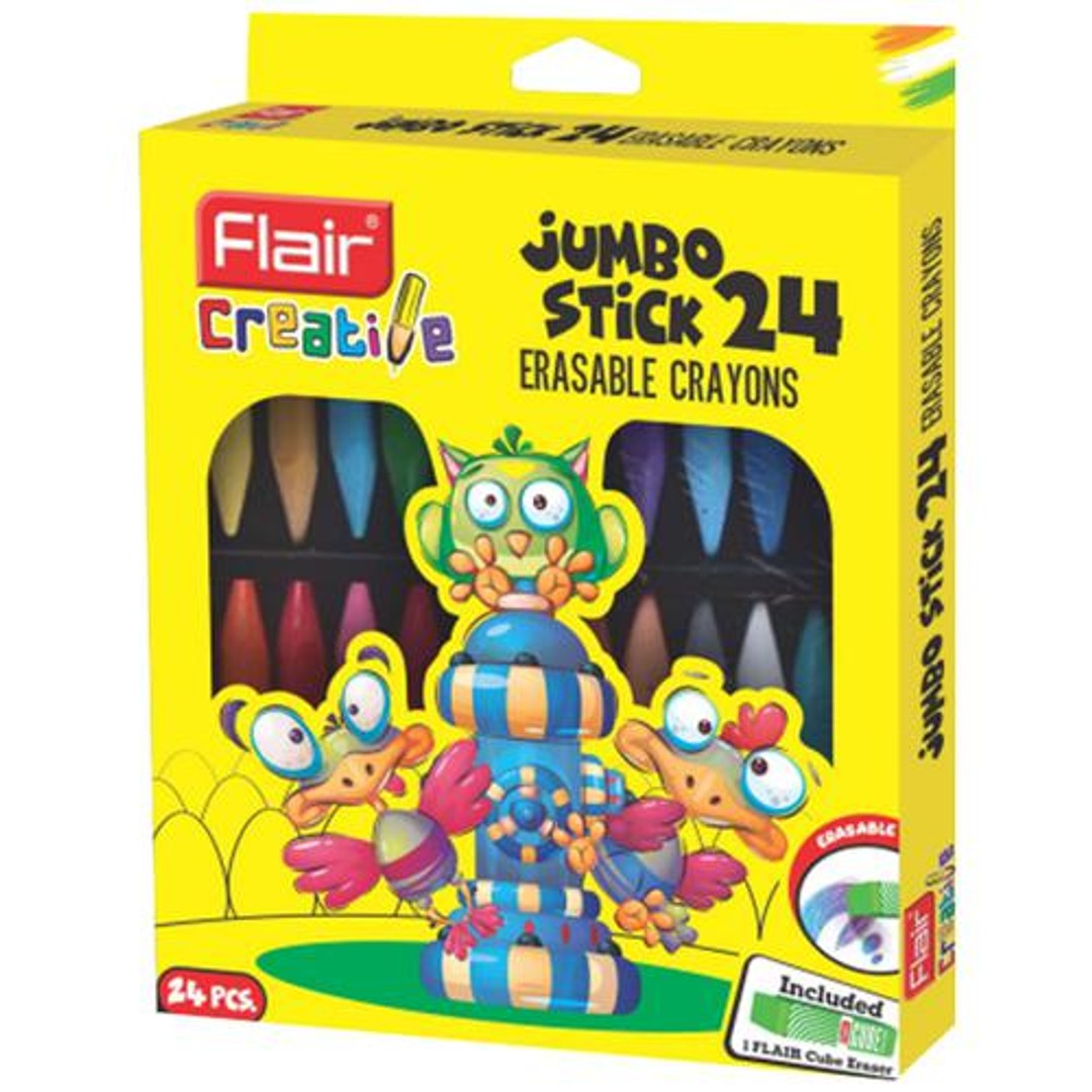 Buy Flair Creative Jumbo Stick Erasable Crayons - Pigmented, Non Flaky ...