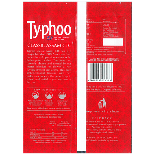 Buy Typhoo Classic Assam CTC Leaf Tea - Finest Hand Plucked, Refreshing ...